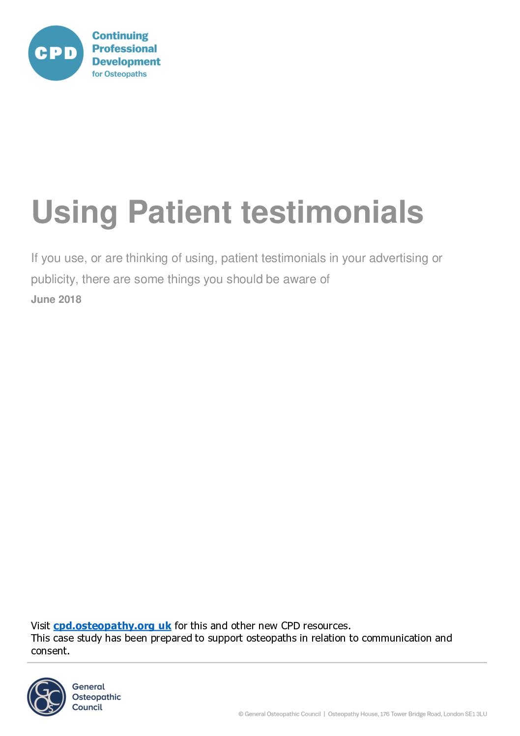 Using patient testimonials – Continuing Professional Development