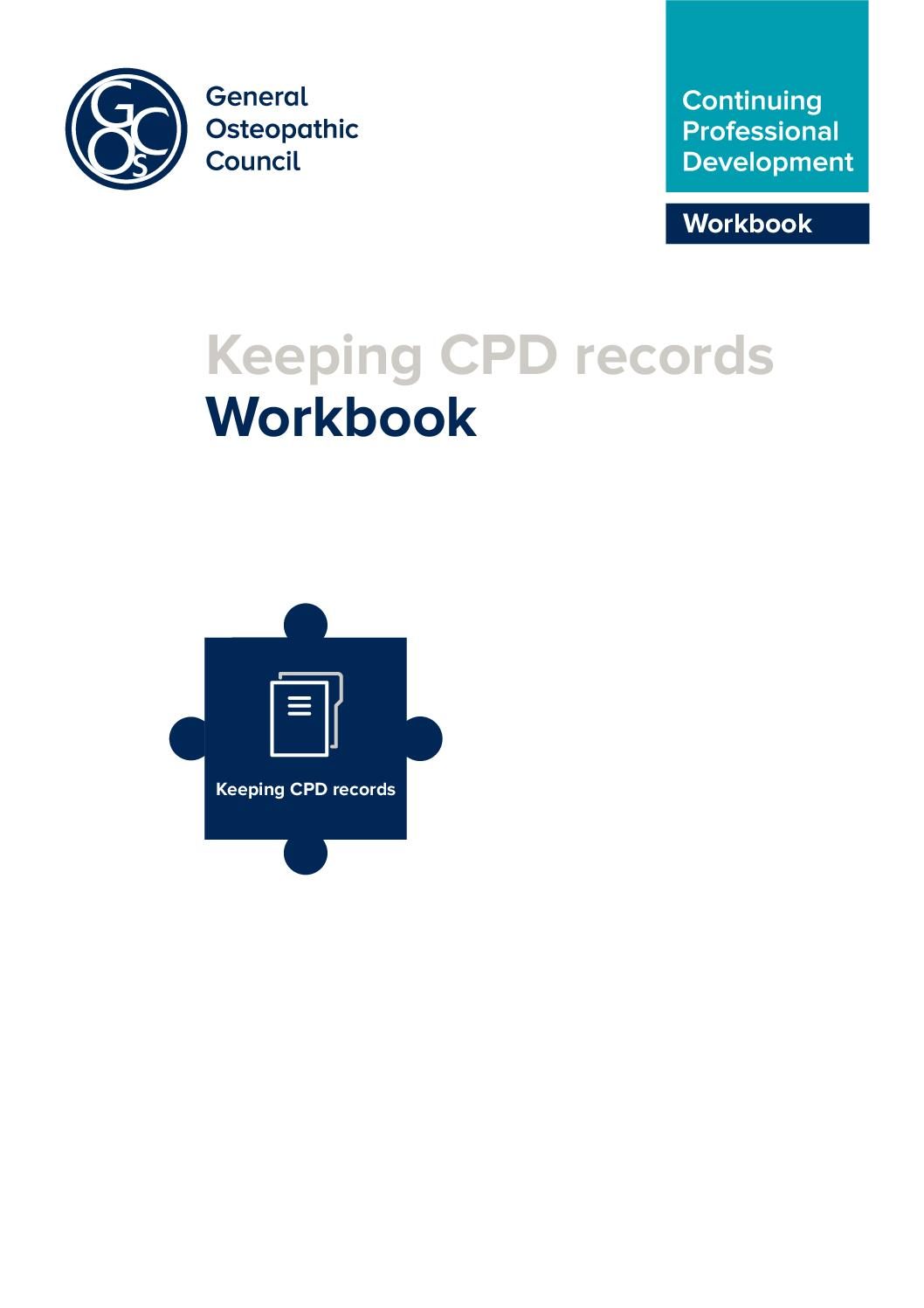Keeping CPD records Workbook – Continuing Professional Development
